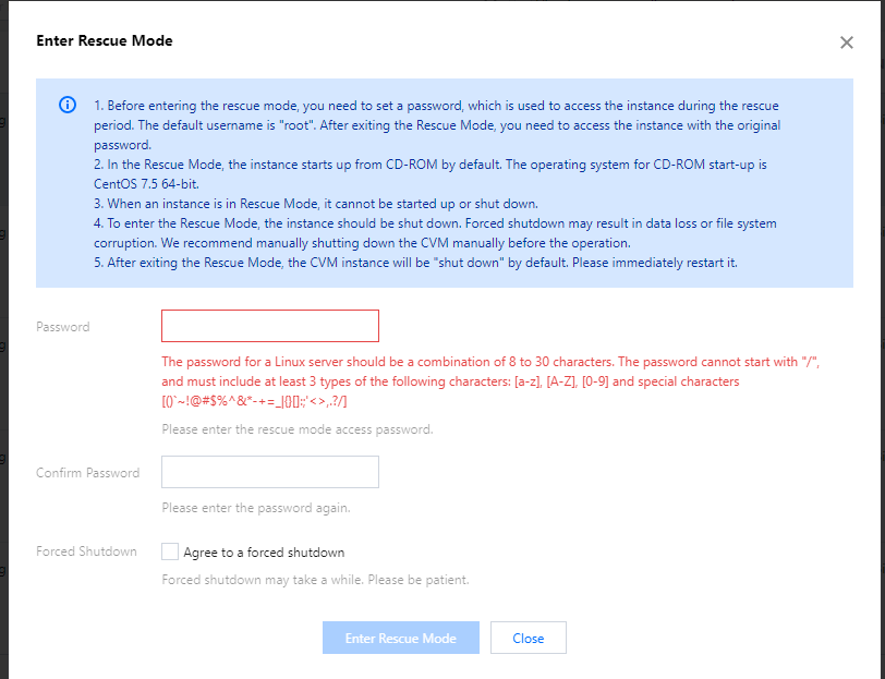 Using Rescue Mode | Tencent Cloud