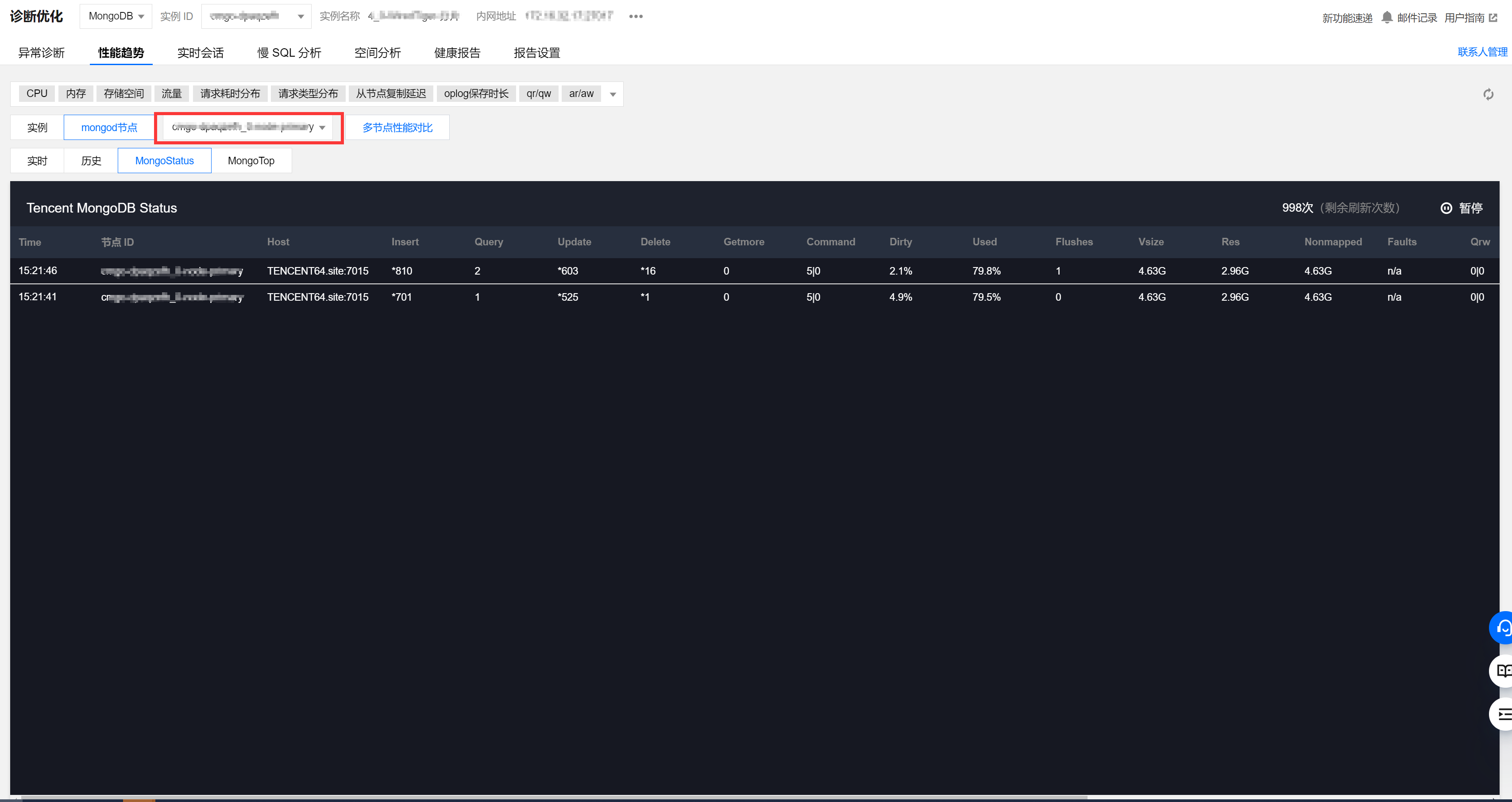 数据库智能管家 DBbrain MongoStaus-操作指南-文档中心-腾讯云